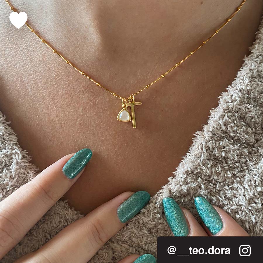 INITIAL BIRTHSTONE NECKLACE 14K Gold Plated Dear Henley